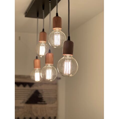 Downtown Minimalist Wooden Socket 5-Light Pendant | Barn Light Electric
