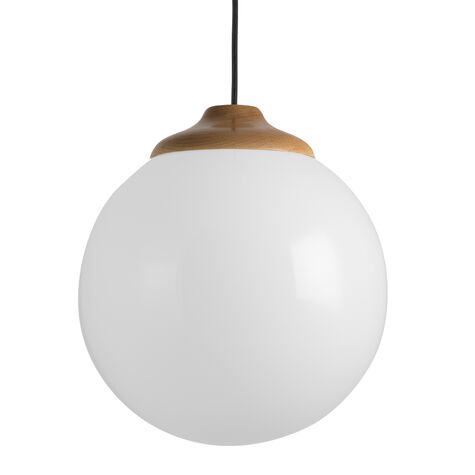 Glass Ball LED Wooden Top Cord Pendant Light | Barn Light Electric