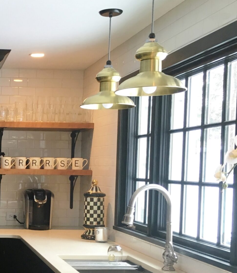Mid Century Kitchen Remodel Features Classic Brass Pendants ...