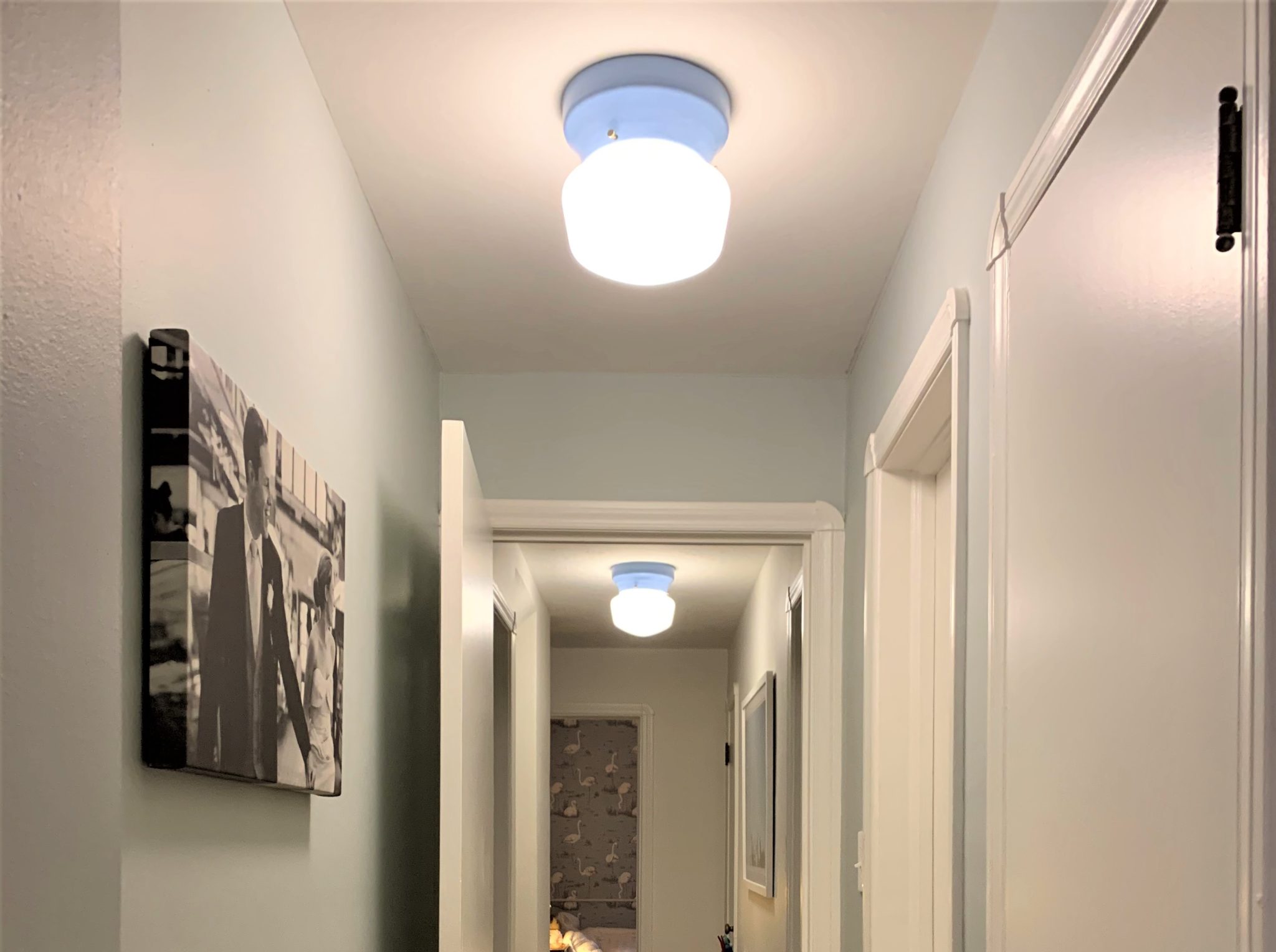 Schoolhouse Lighting Brings Playful Pop of Color to Hallway ...