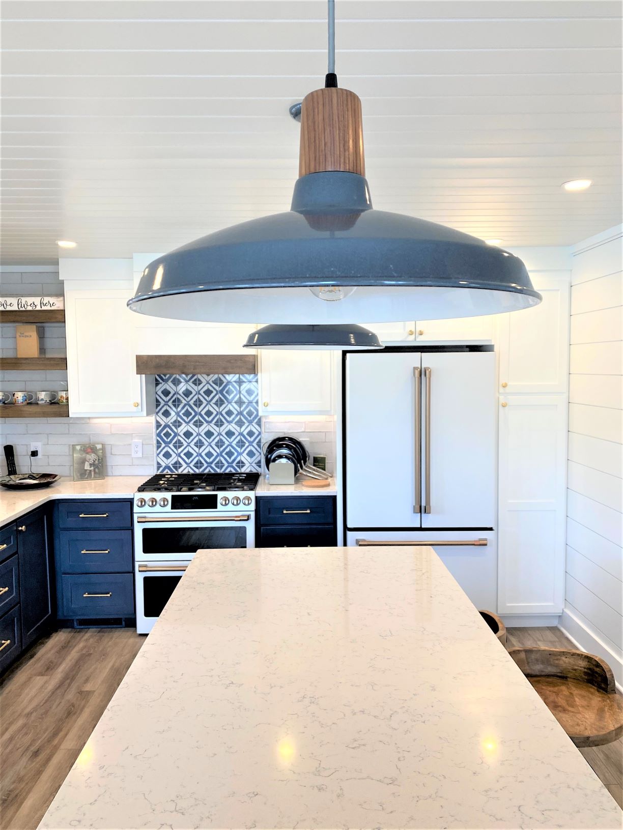 Wooden-Accented Pendants, Gooseneck Lights Accent Lakehouse Reno ...