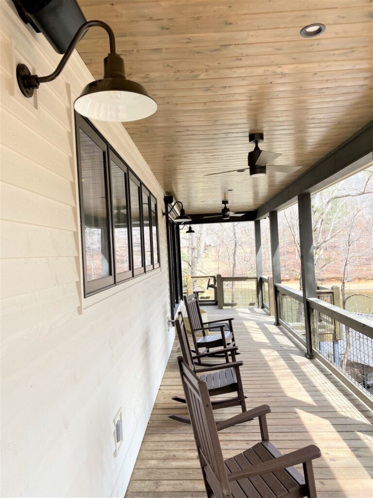 Wooden-Accented Pendants, Gooseneck Lights Accent Lakehouse Reno ...