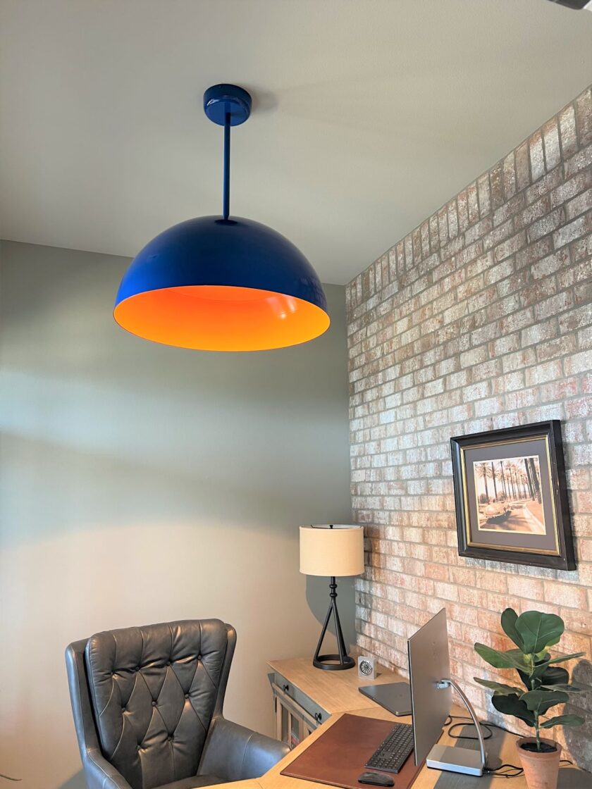 Colorful, Oversized Pendant Makes Statement in Home Office