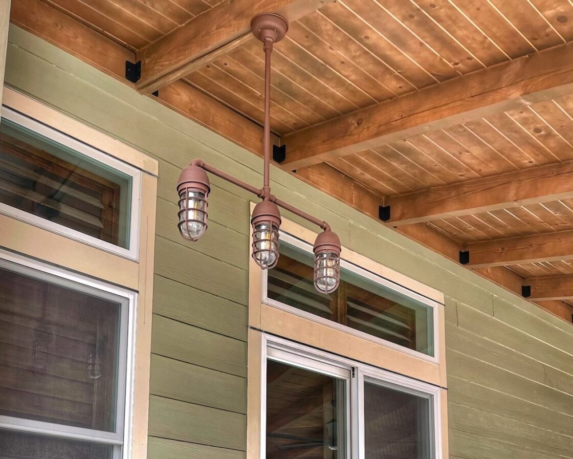 Rustic Industrial Chandelier Caps Off Patio Remodel