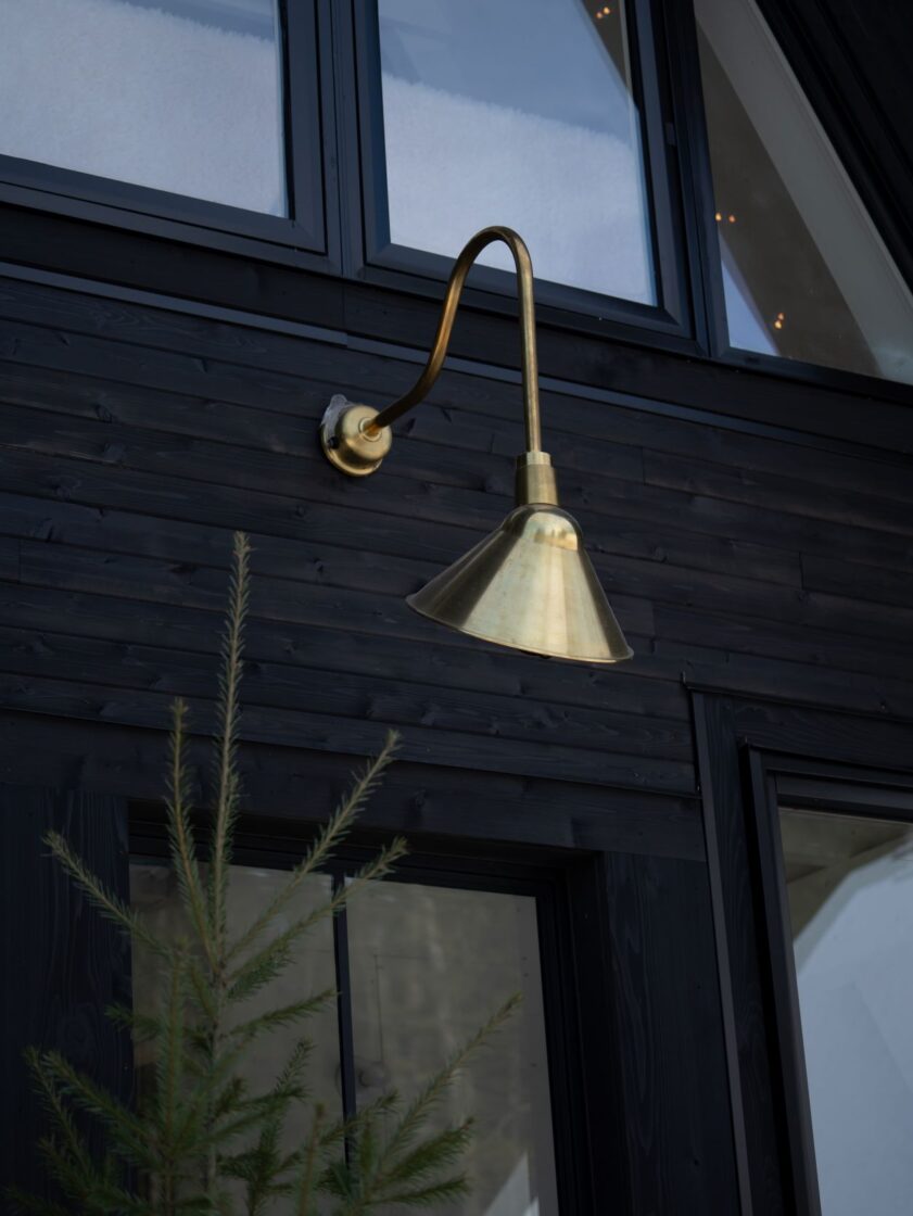 Brass Light Lends Perfect Pop of Color to New A-Frame Cabin