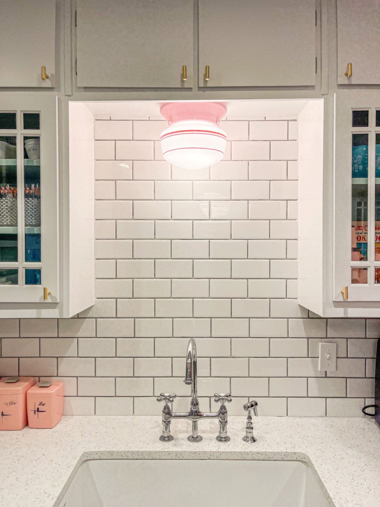 Kitchen Dream Comes True with Vintage Schoolhouse Lighting