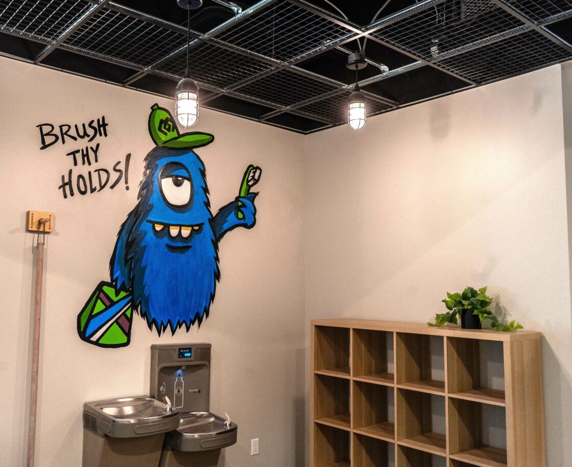 Robust Industrial Pendant Lighting Highlights Climbing Gym